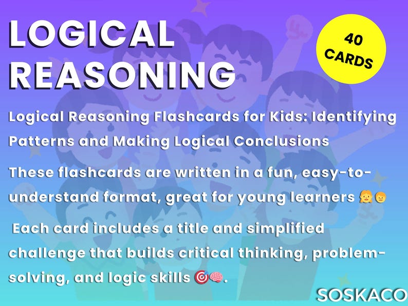Logical Reasoning Flashcards for Kids, Activities Critical Thinking ...