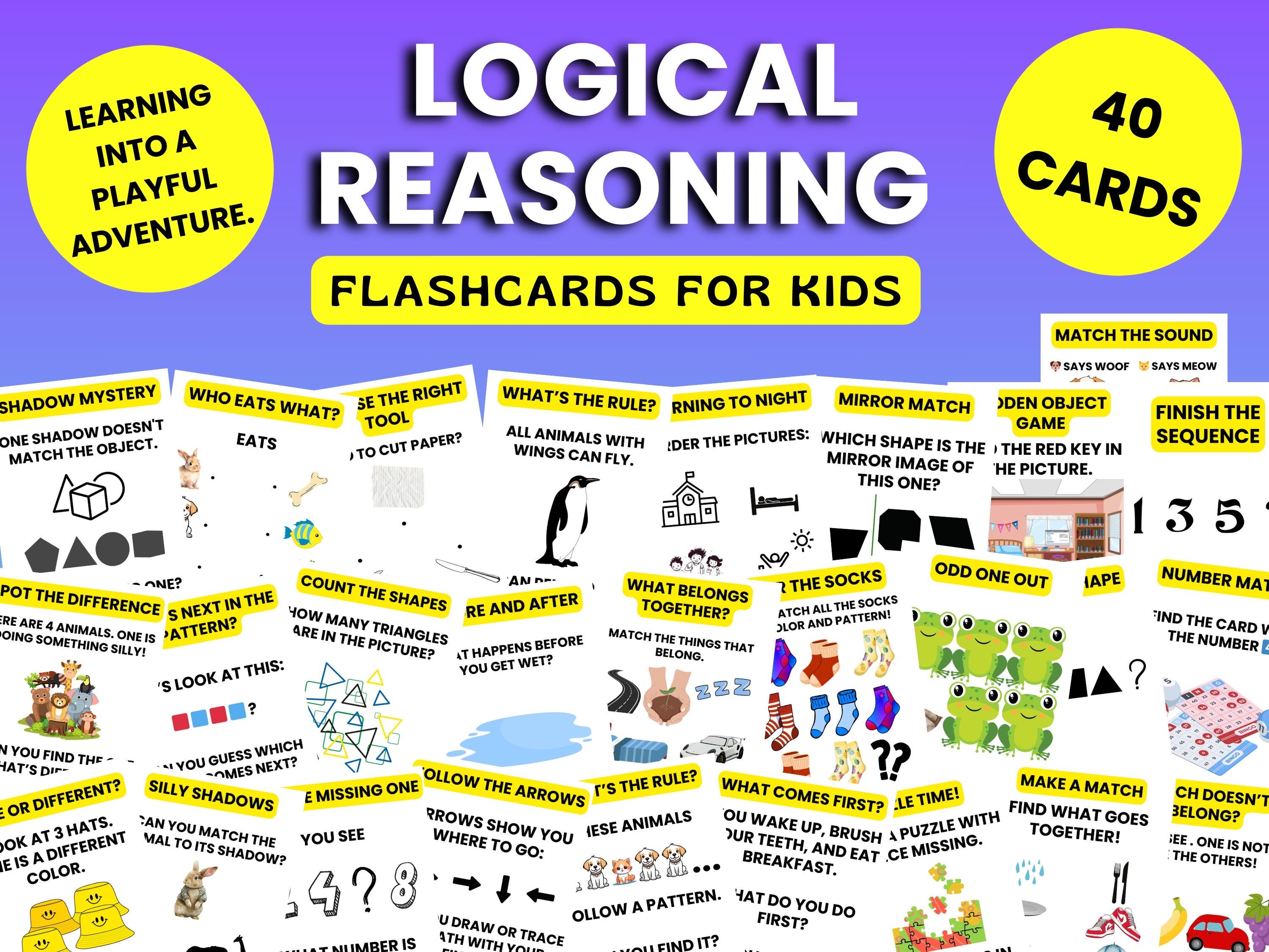 Logical Reasoning Flashcards, Educational Logical Game for Kids, PDF ...
