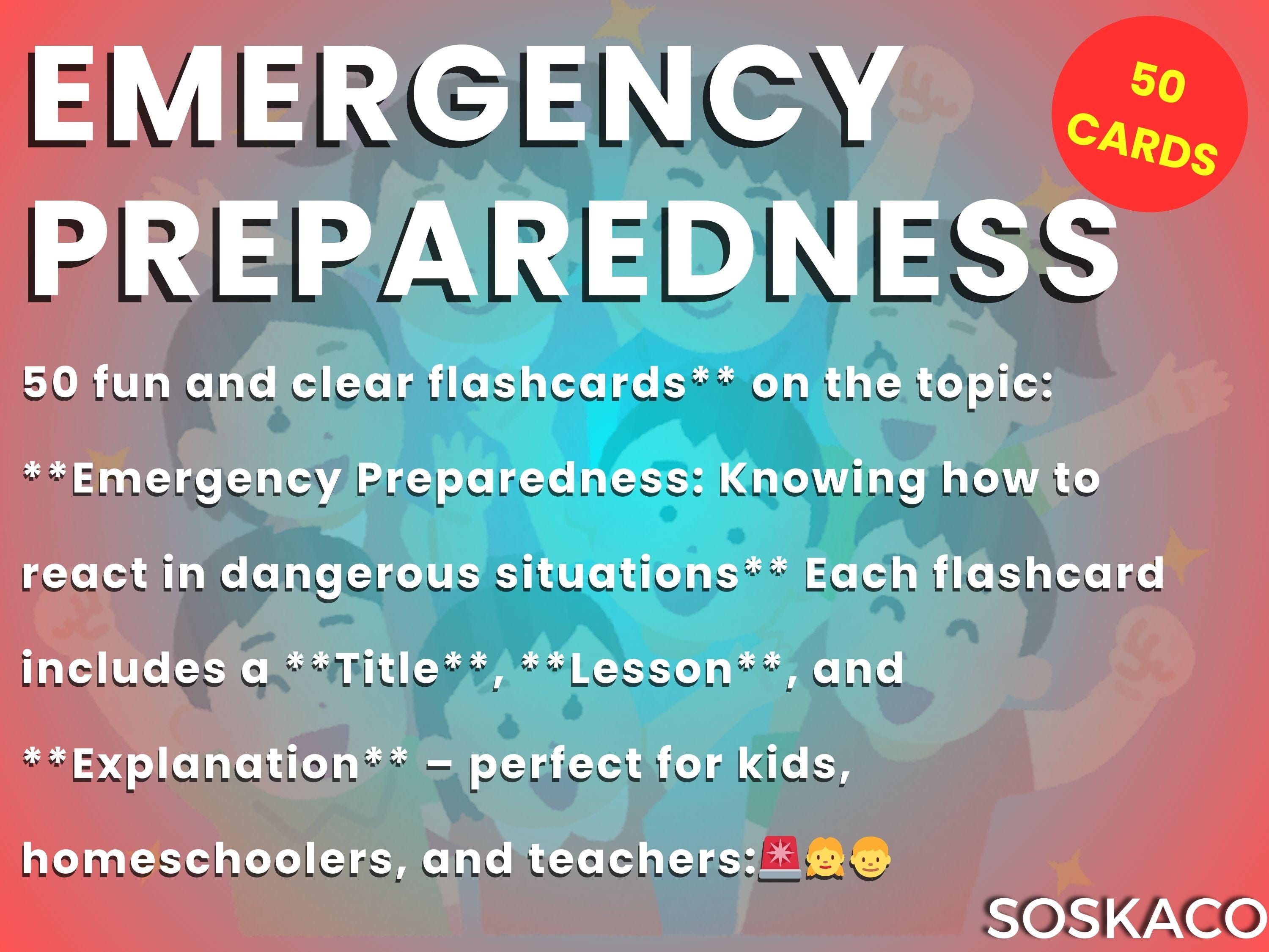 Emergency Preparedness Flashcards for Kids, First Aid, Homeschool ...