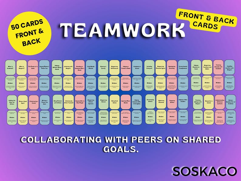 Teamwork Flashcards for Kids, Social Skills, Cooperation, Communication ...