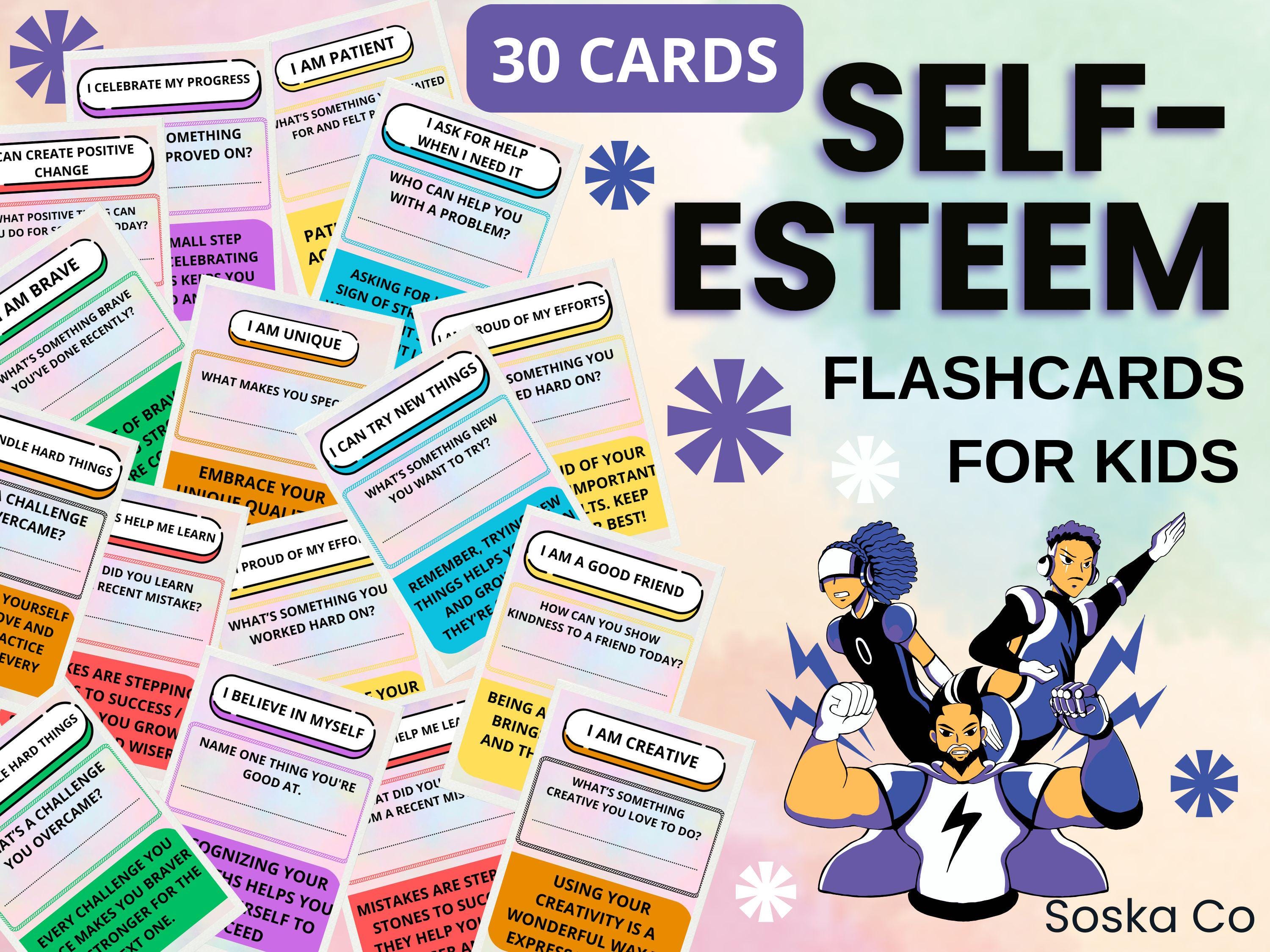 Self Esteem Flashcards for Kids, Emotional Growth, Building Confidence ...