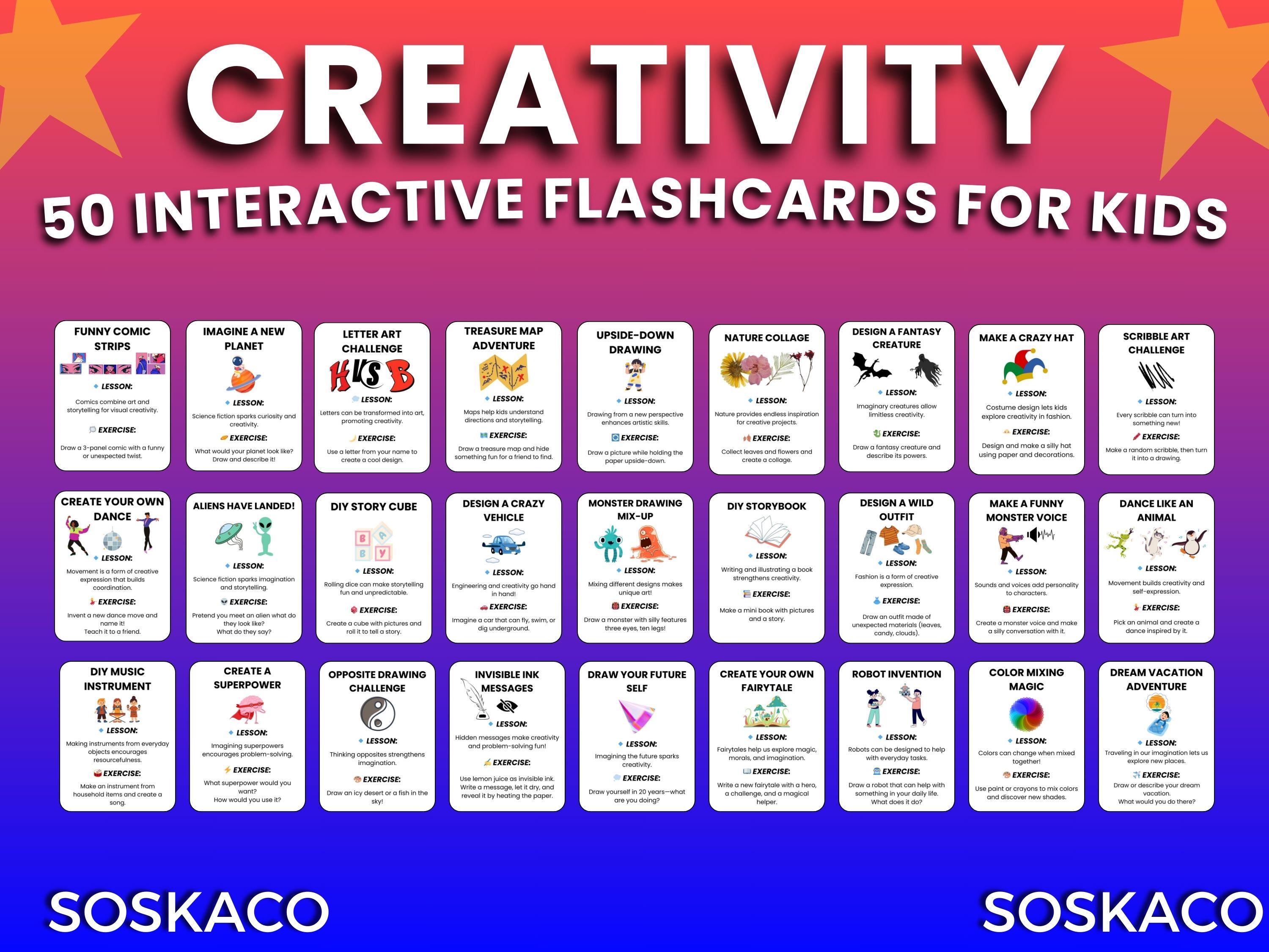 Creativity Flashcards for Kids, Fun Activities to Boost Imagination ...