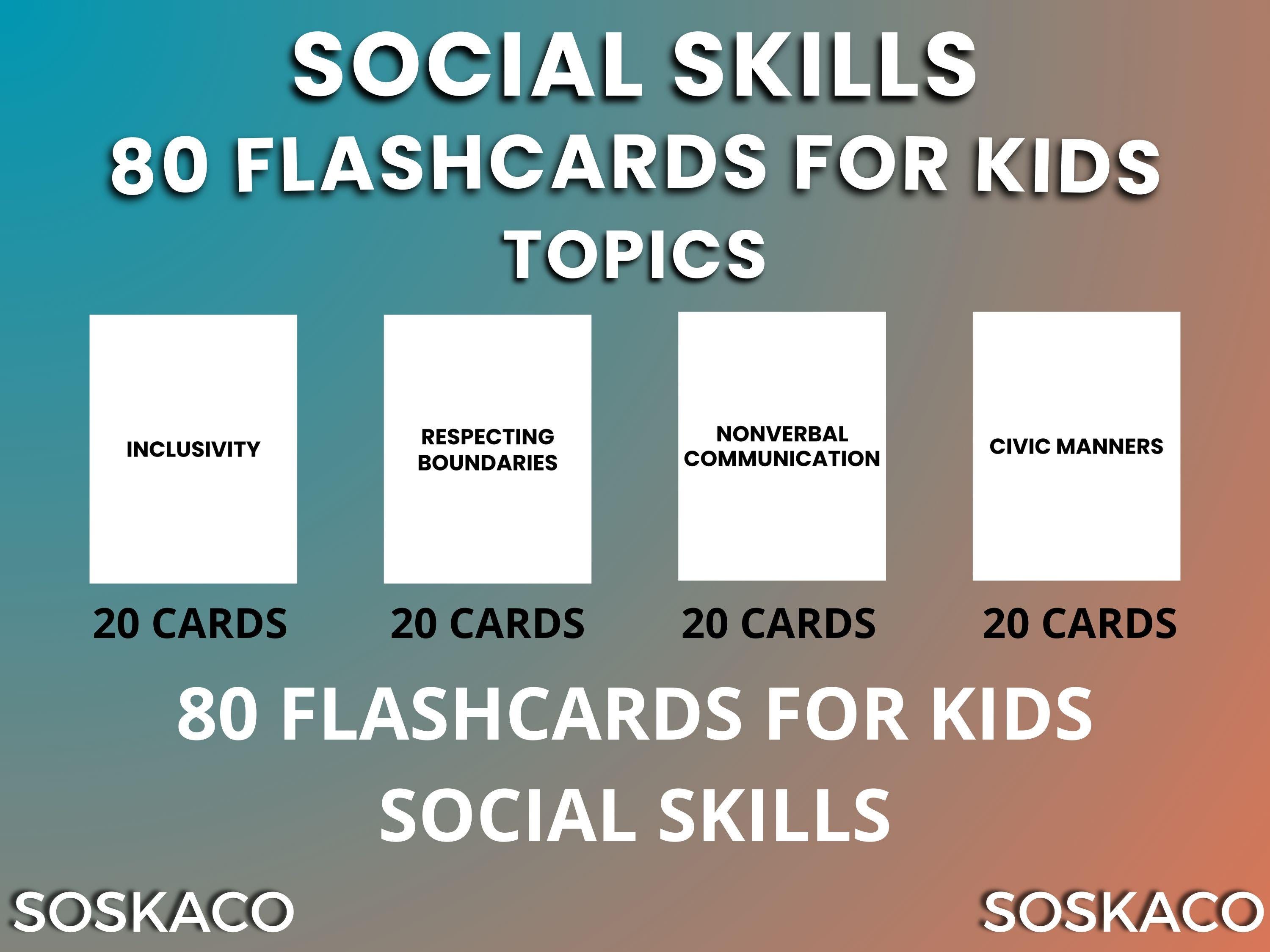 Social Skills Flashcards for Kids, Teach Manners, Empathy Skills ...