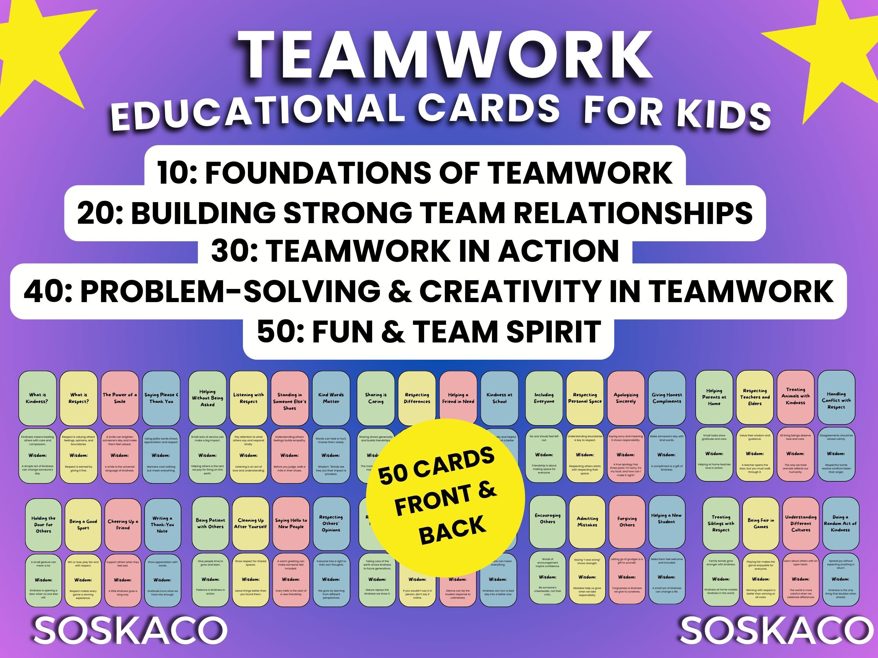 Teamwork Flashcards for Kids, Social Skills, Cooperation, Communication Skills, Educational ...