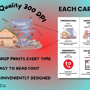 Emergency Preparedness Flashcards for Kids, First Aid, Homeschool ...