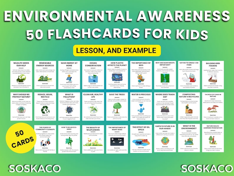 Environmental Awareness Flashcards for Kids | Fun & Educational ...