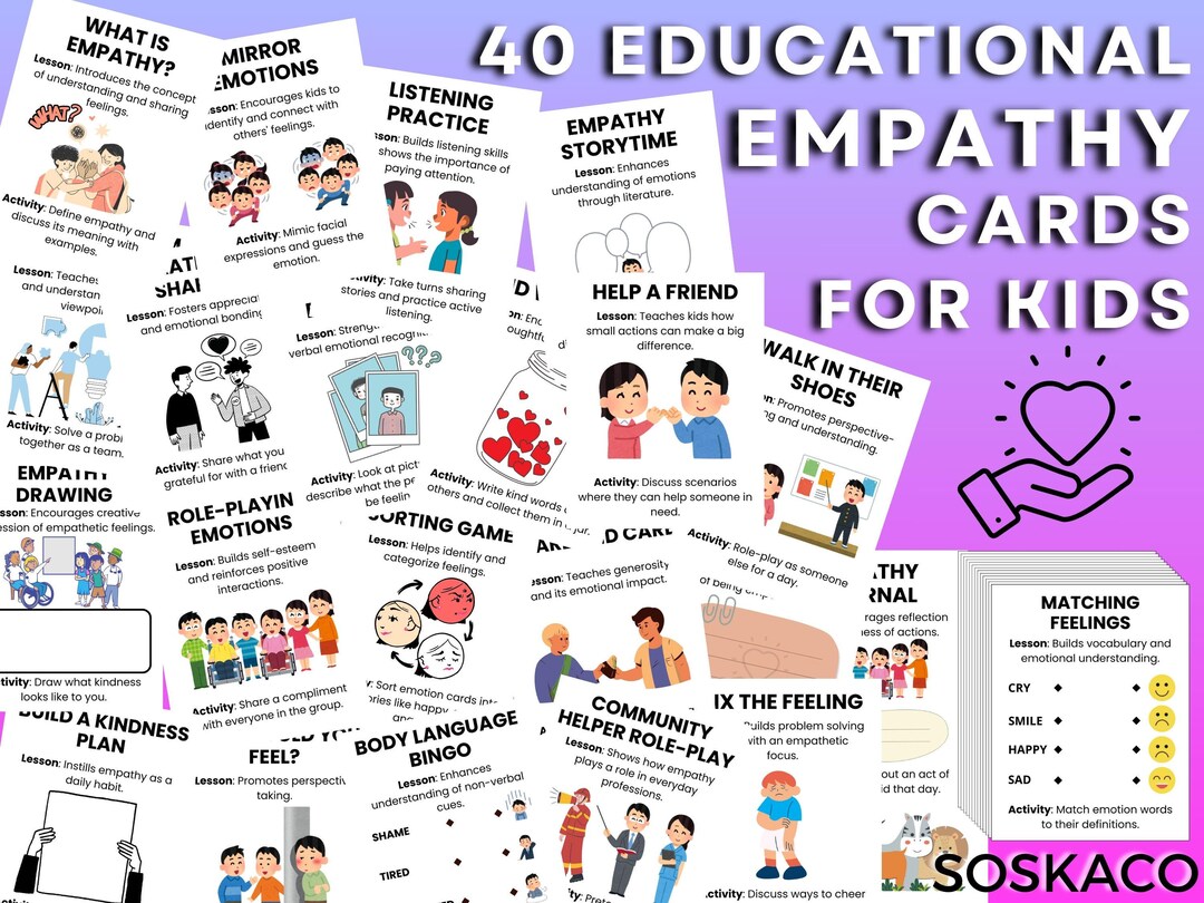 Empathy Flashcards for Kids, Teach Emotional Awareness, Respect Cards ...