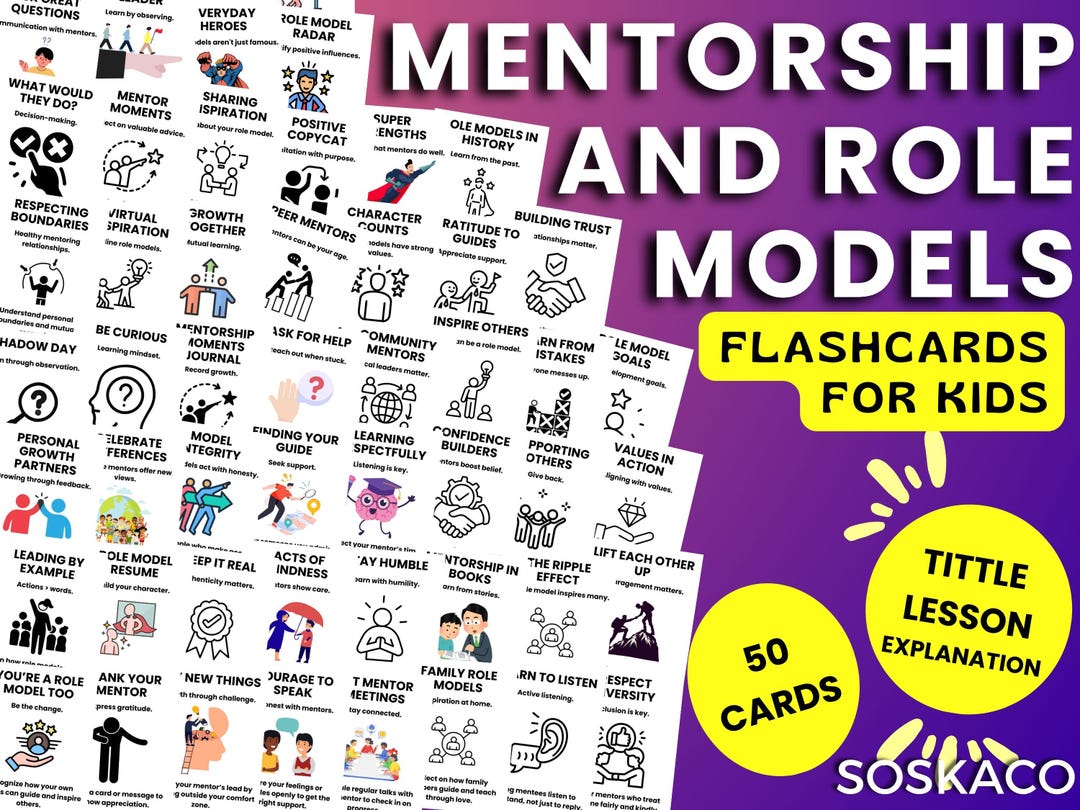 Mentorship & Role Model Flashcards for Kids, Growth Mindset Printable ...