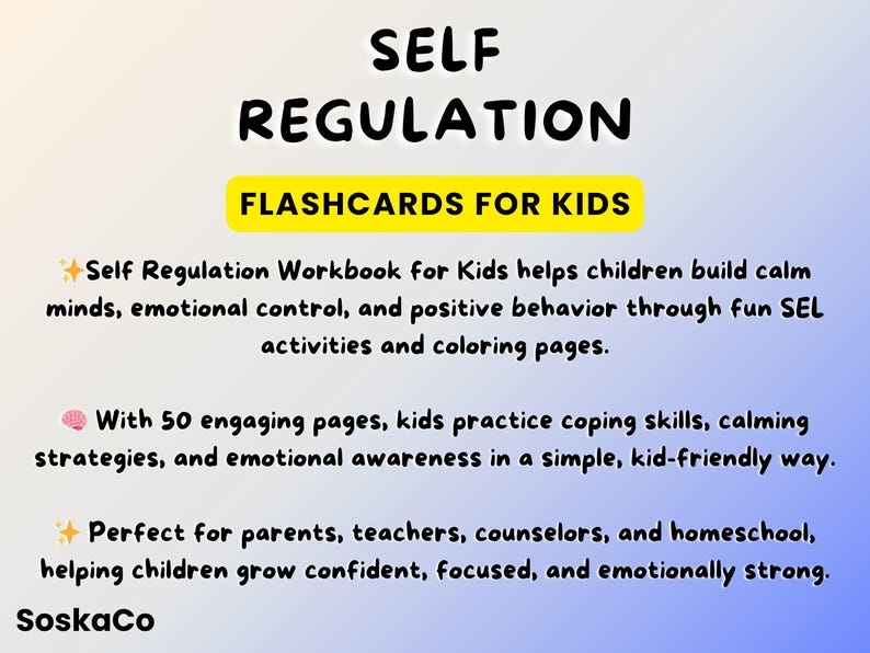 Self Regulation Workbook for Kids, Self Control Activities, Printable ...