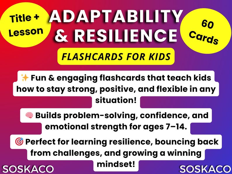Adaptability and Resilience Flashcards for Kids, Boost Confidence ...