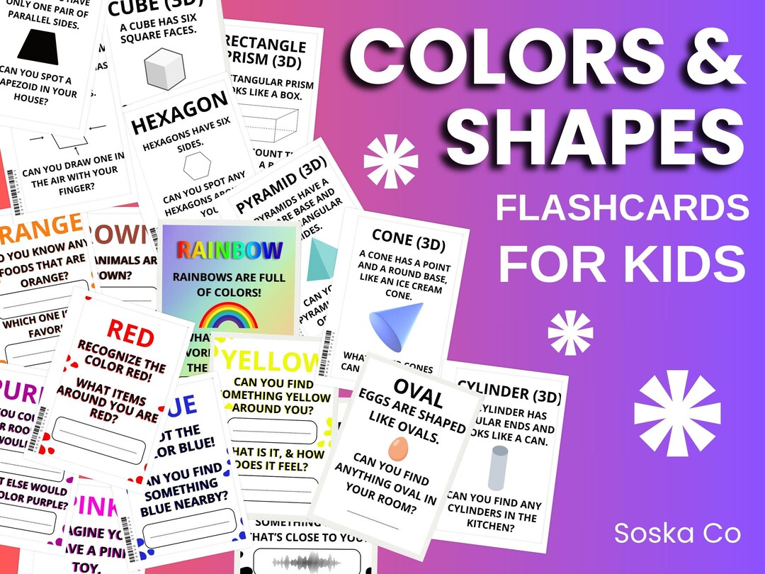 Colors and Shapes Flashcards for Kids, Learning Educational Flashcards ...