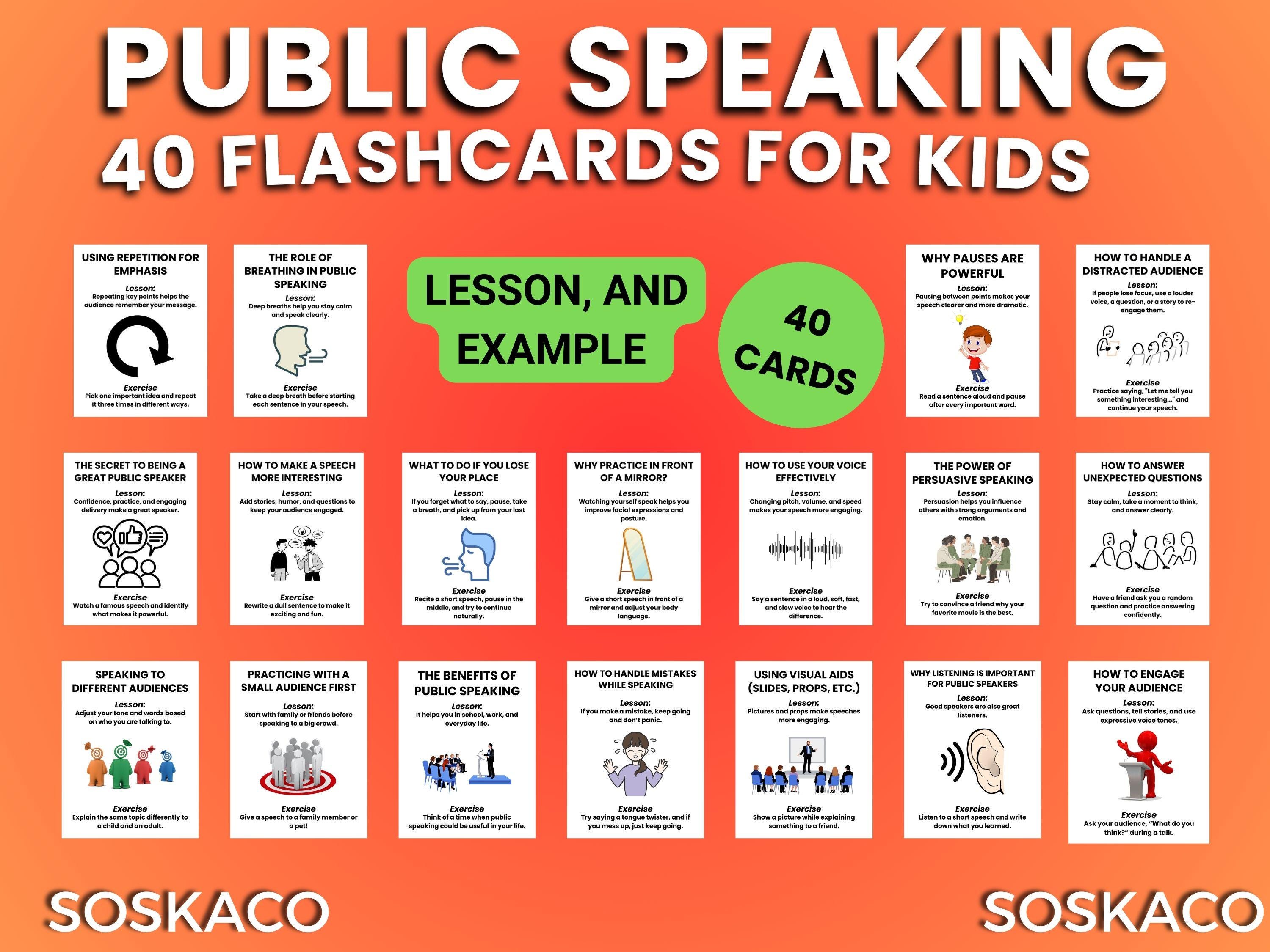 Public Speaking Flashcards for Kids, Speech Activities & Exercises ...