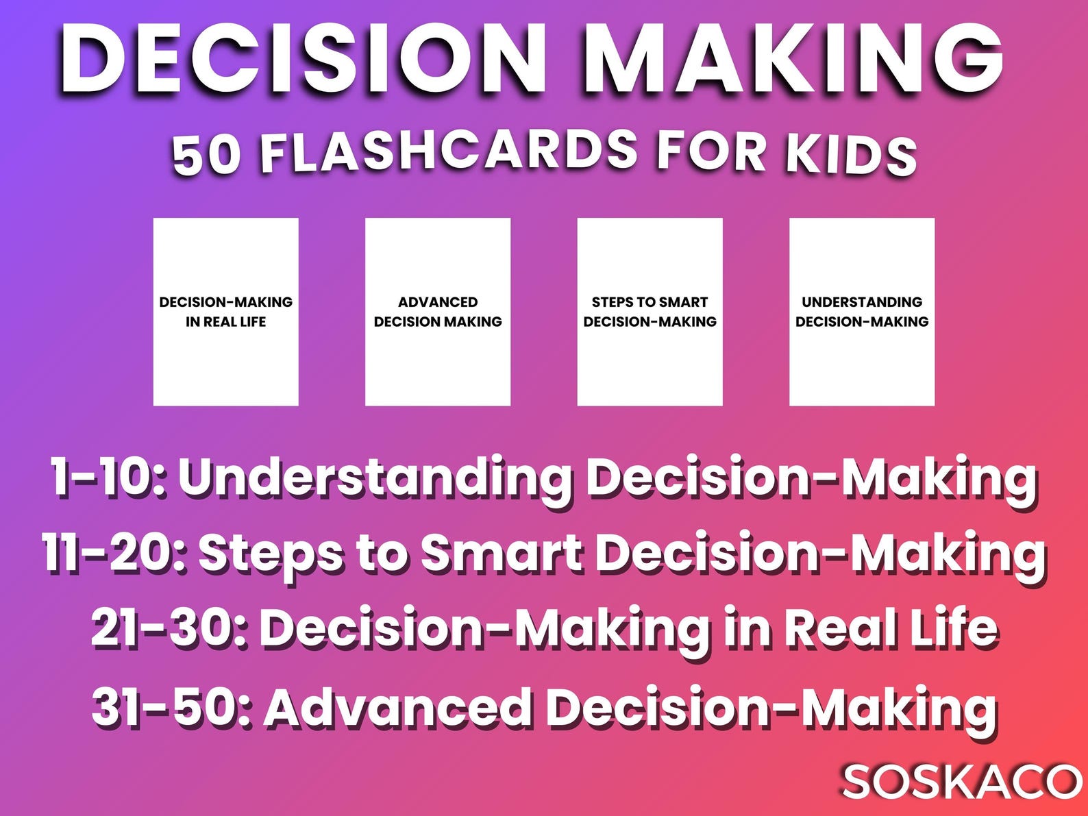 Decision Making Flashcards for Kids, Critical Thinking Problem Solving ...