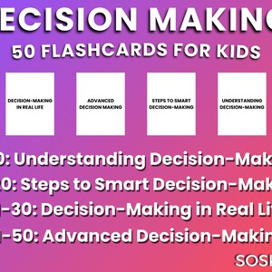 Decision Making Flashcards for Kids, Critical Thinking Cards, Problem ...