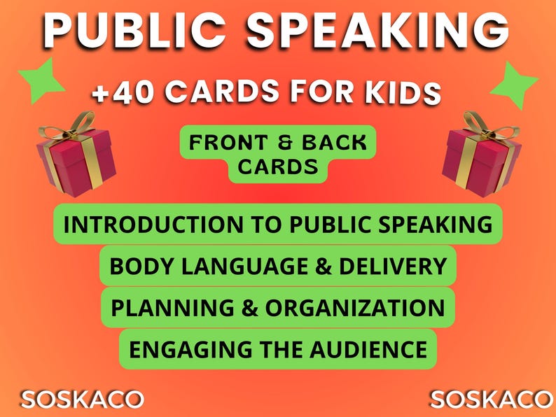 Public Speaking Flashcards for Kids, Speech Activities & Exercises ...