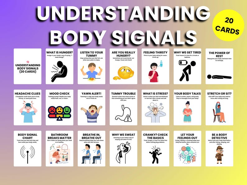 Physical Development Flashcards for Kids, Stretching, Body Signals ...