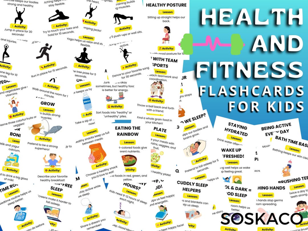 Healthy Habits Flashcards for Kids, Nutrition & Self Care, Educational ...