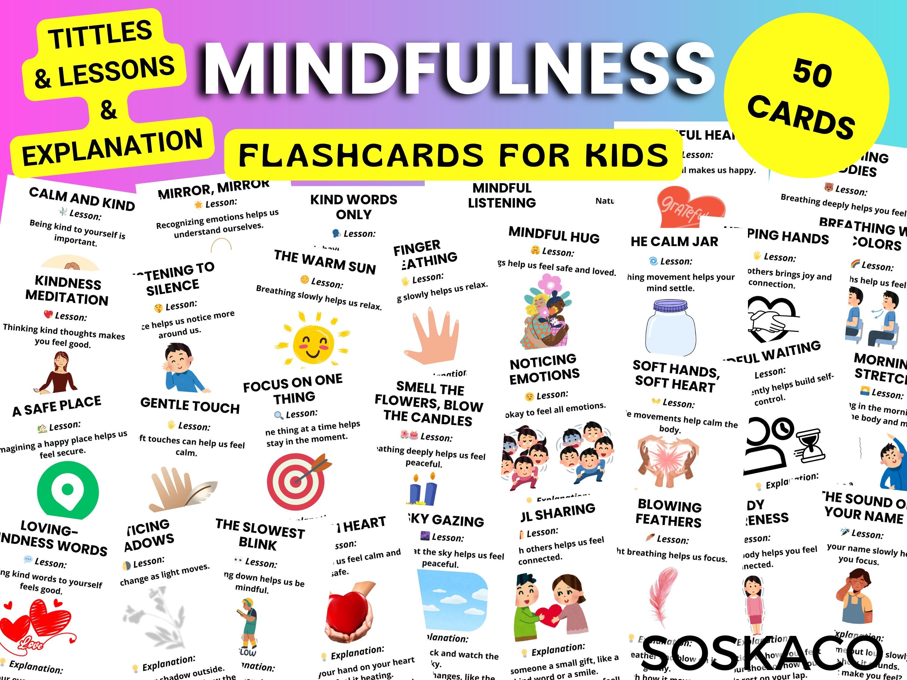 Mindfulness Lesson, Kids Flashcards, Breathing Affirmations , Emotional ...