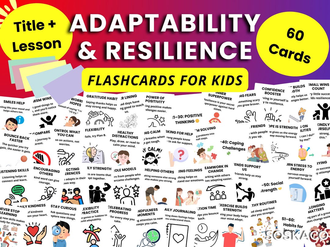 Adaptability and Resilience Flashcards for Kids, Boost Confidence ...