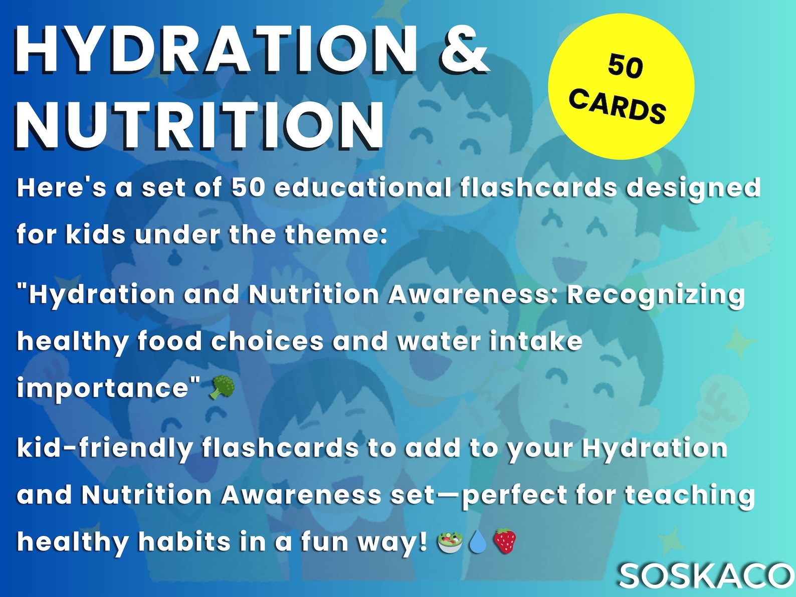 Hydration & Nutrition Awareness, Flashcards for Kids, Healthy Habits ...