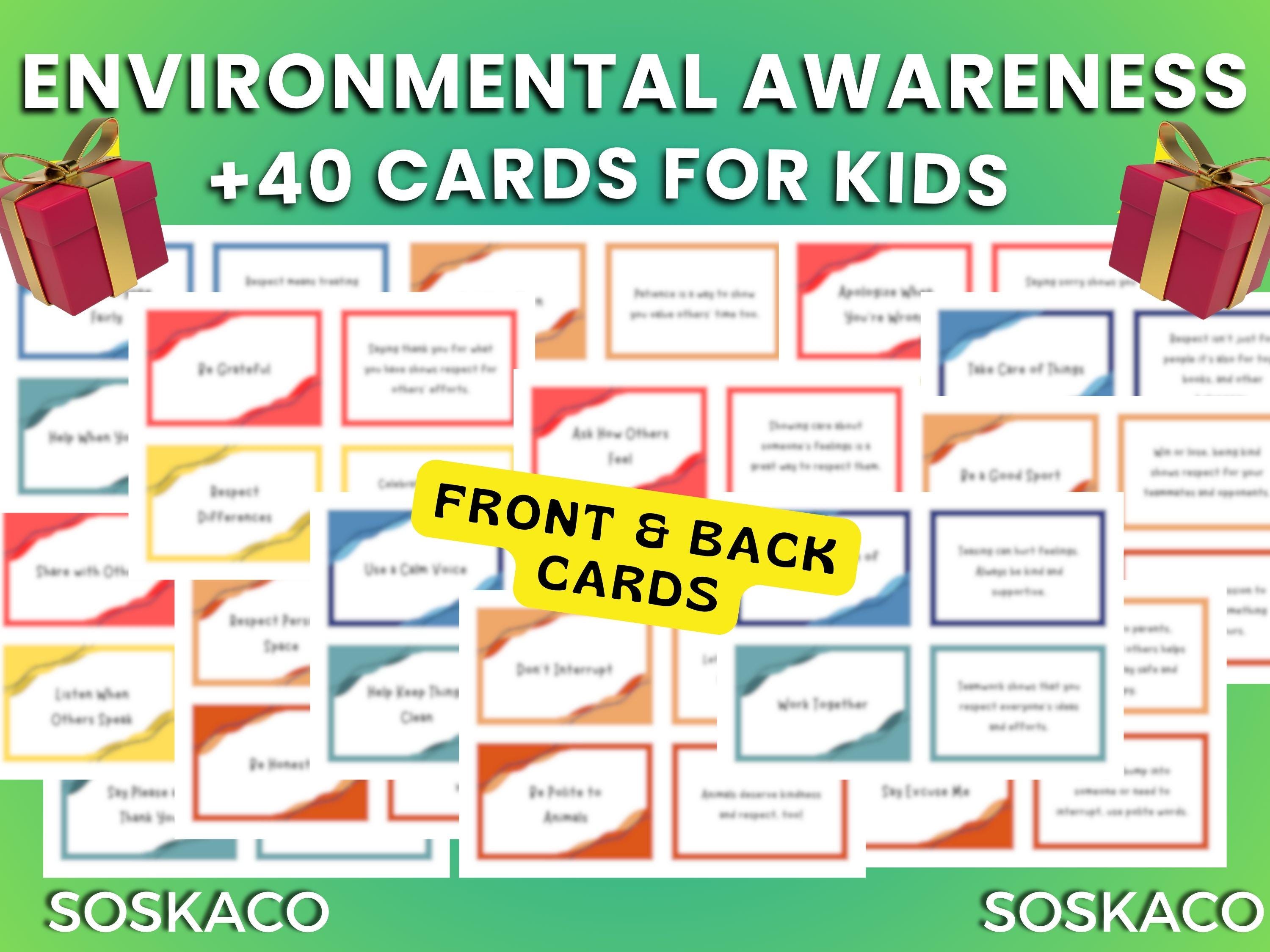 Environmental Awareness Flashcards, Sustainability Learning for Kids ...