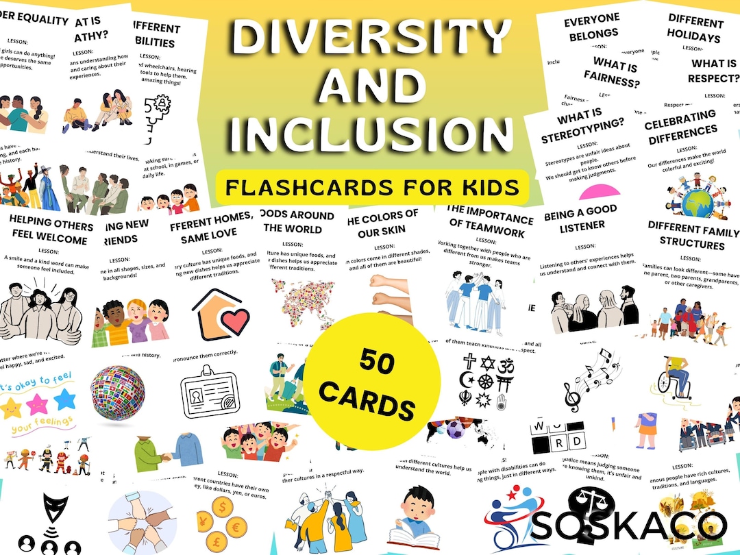 Diversity and Inclusion Flashcards for Kids, Fun Educational Cards to ...