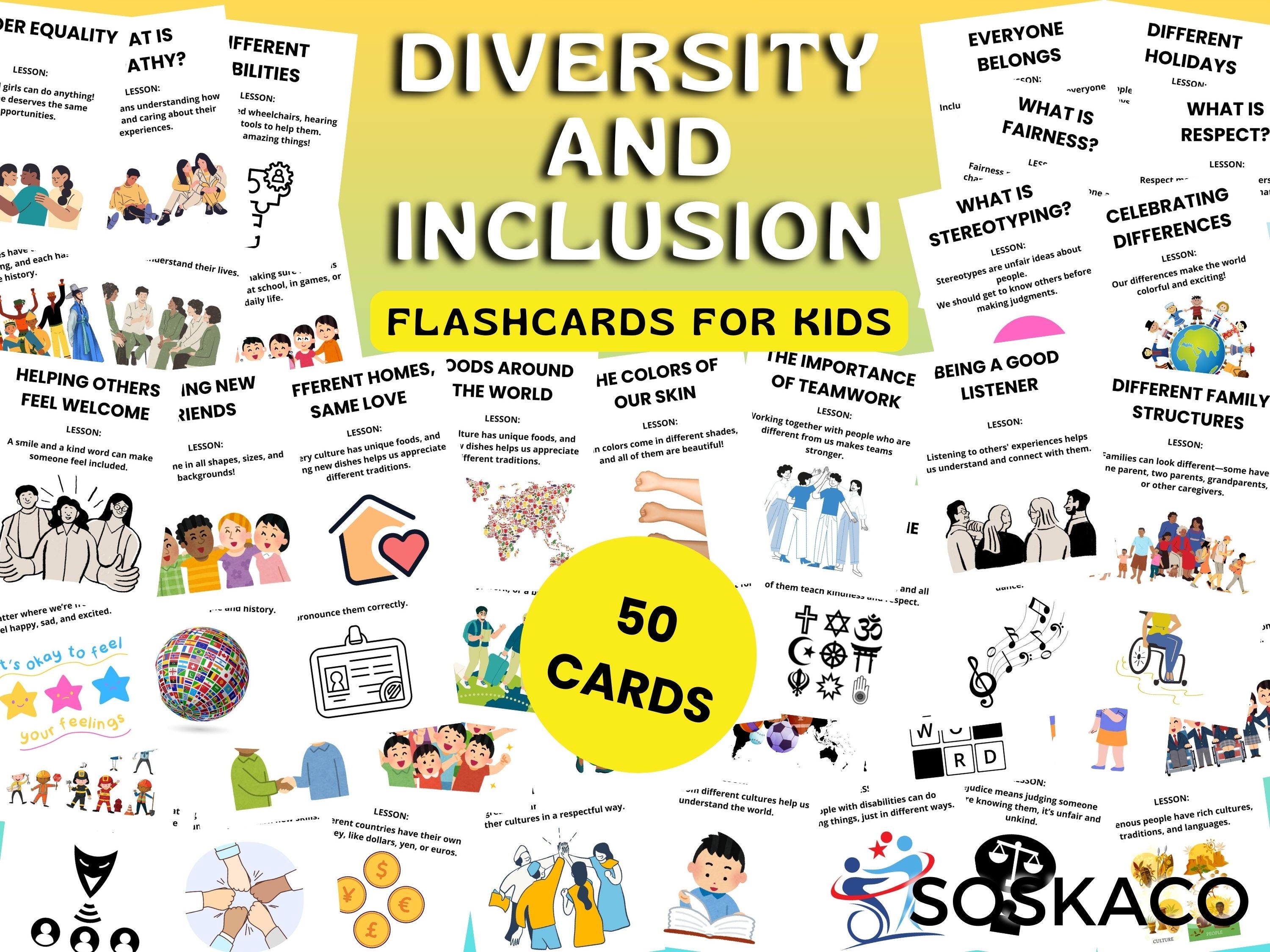 Diversity and Inclusion Flashcards for Kids, Fun Educational Cards to ...