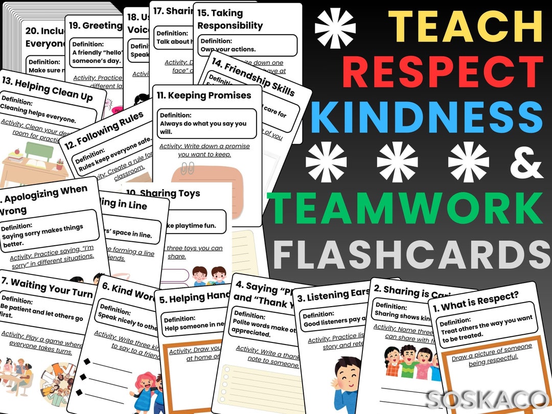 40 Social Skills Flashcards for Kids, Emotional Learning Activities ...