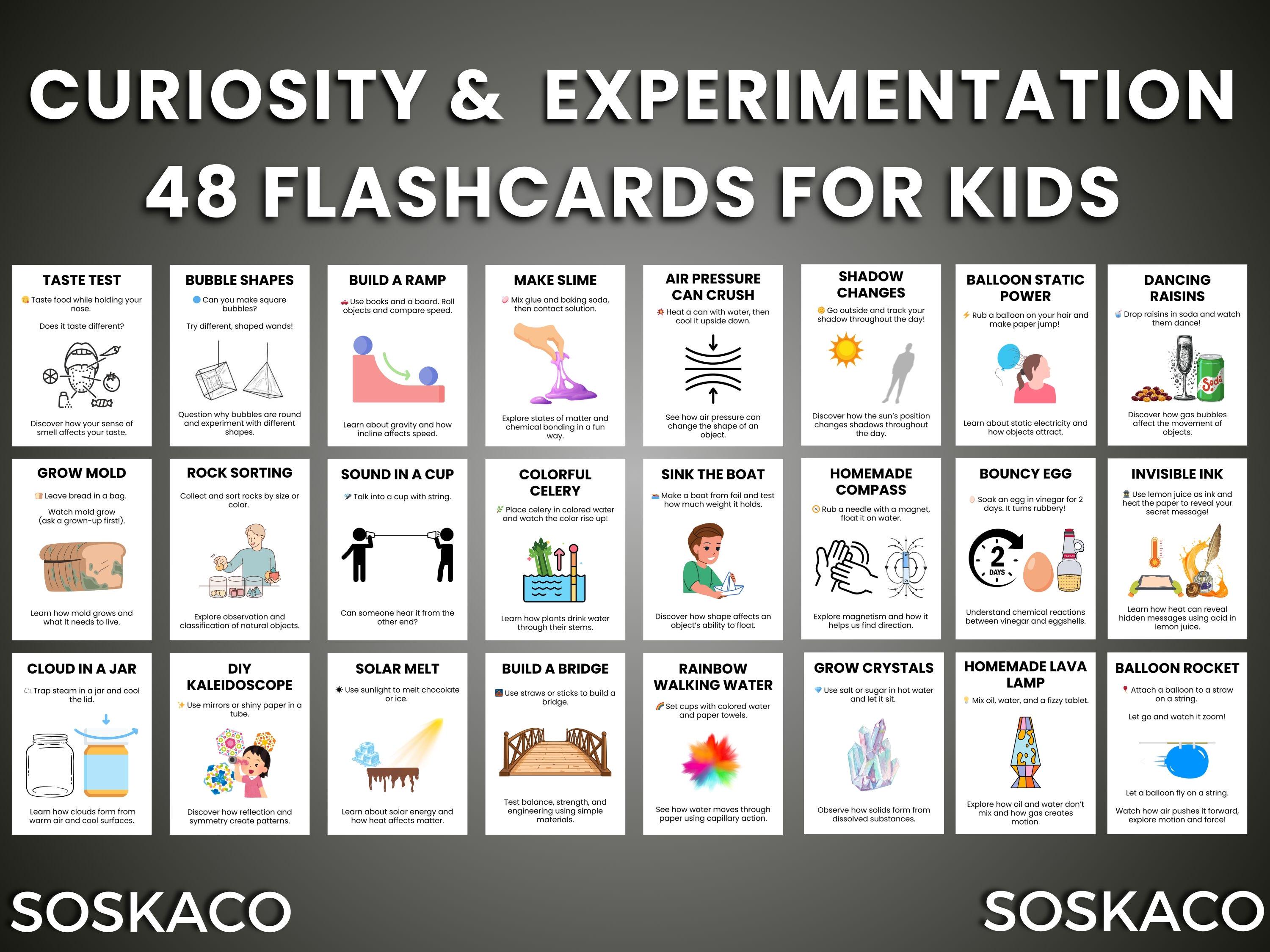Curiosity and Experimentation Flashcards for Kids, Fun Educational ...
