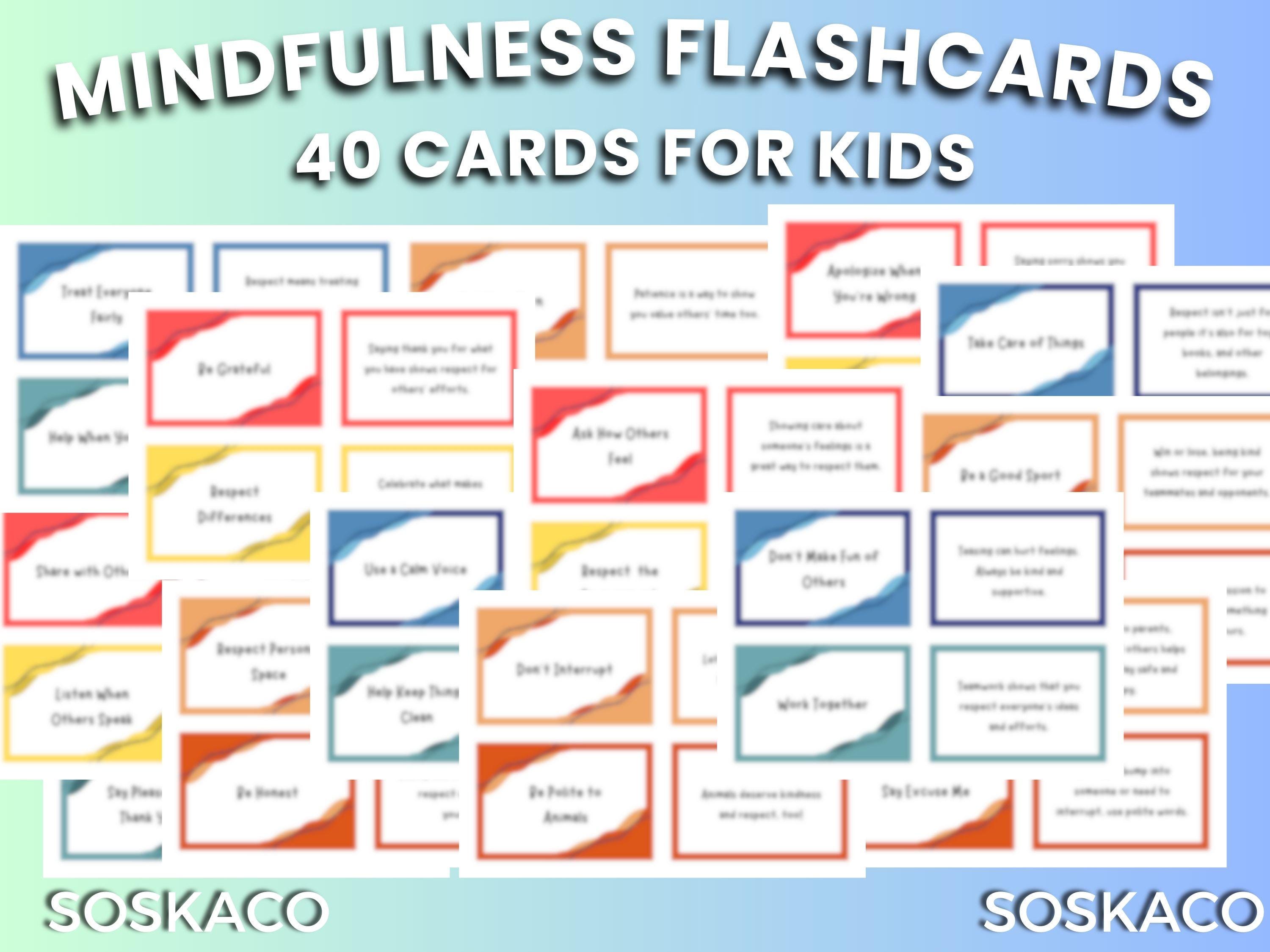 Mindfulness Flashcards for Kids, Calming Activities Cards, Breathing ...