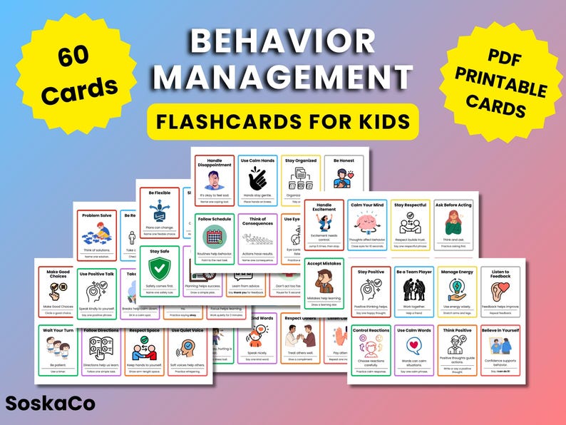 Behavior Management Tools, Flashcards for Kids, Emotional Regulation ...