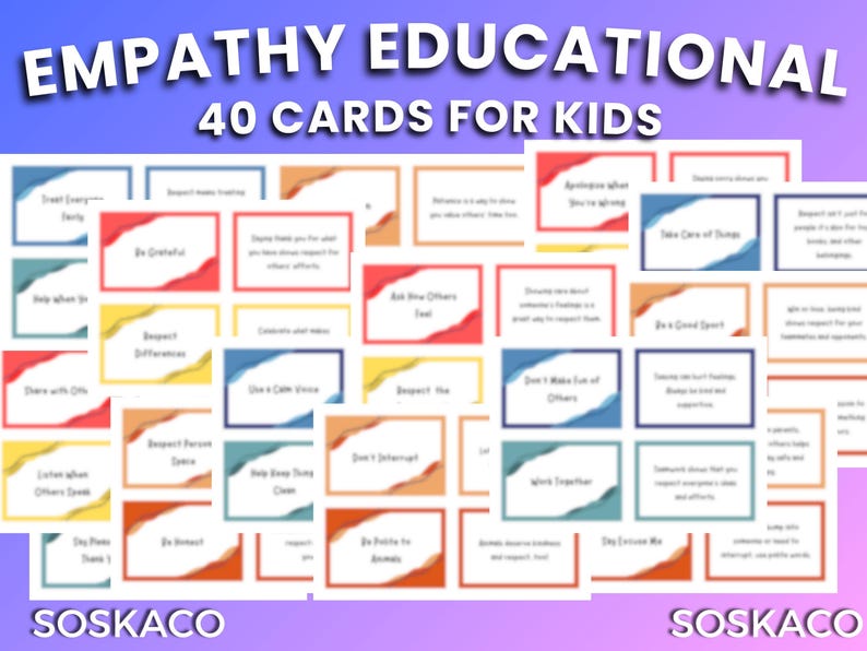 Empathy Flashcards for Kids, Teach Emotional Awareness, Respect Cards ...