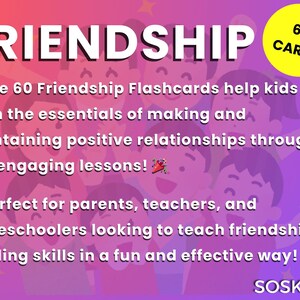Friendship Flashcards for Kids, Social Skills Activities, Positive ...