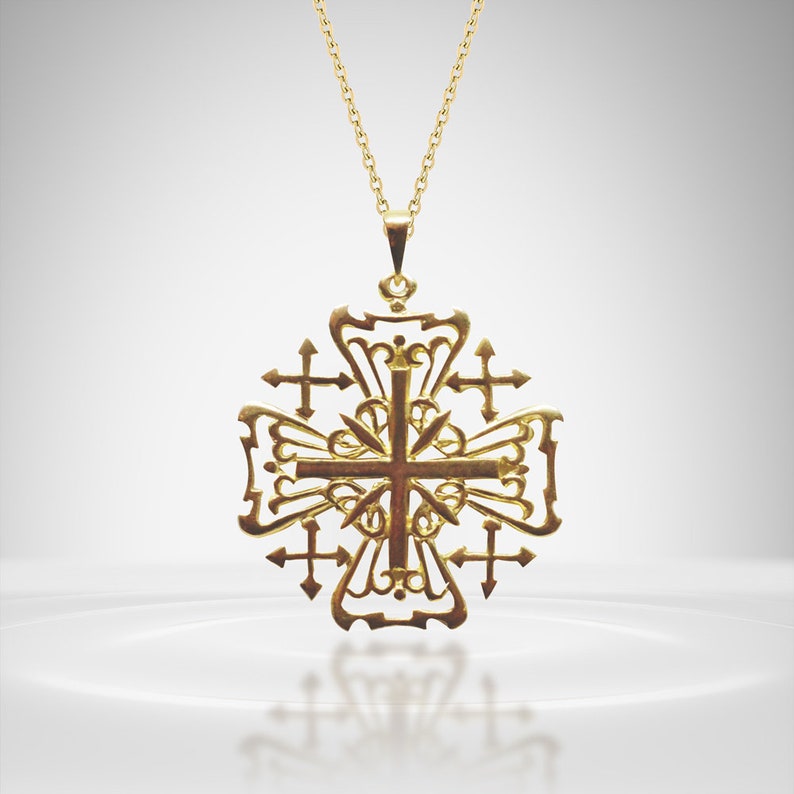 Grand Jerusalem Cross With a Chain. Available in Four Materials. - Etsy