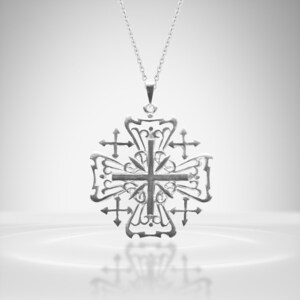 Grand Jerusalem Cross With a Chain. Available in Four Materials. - Etsy