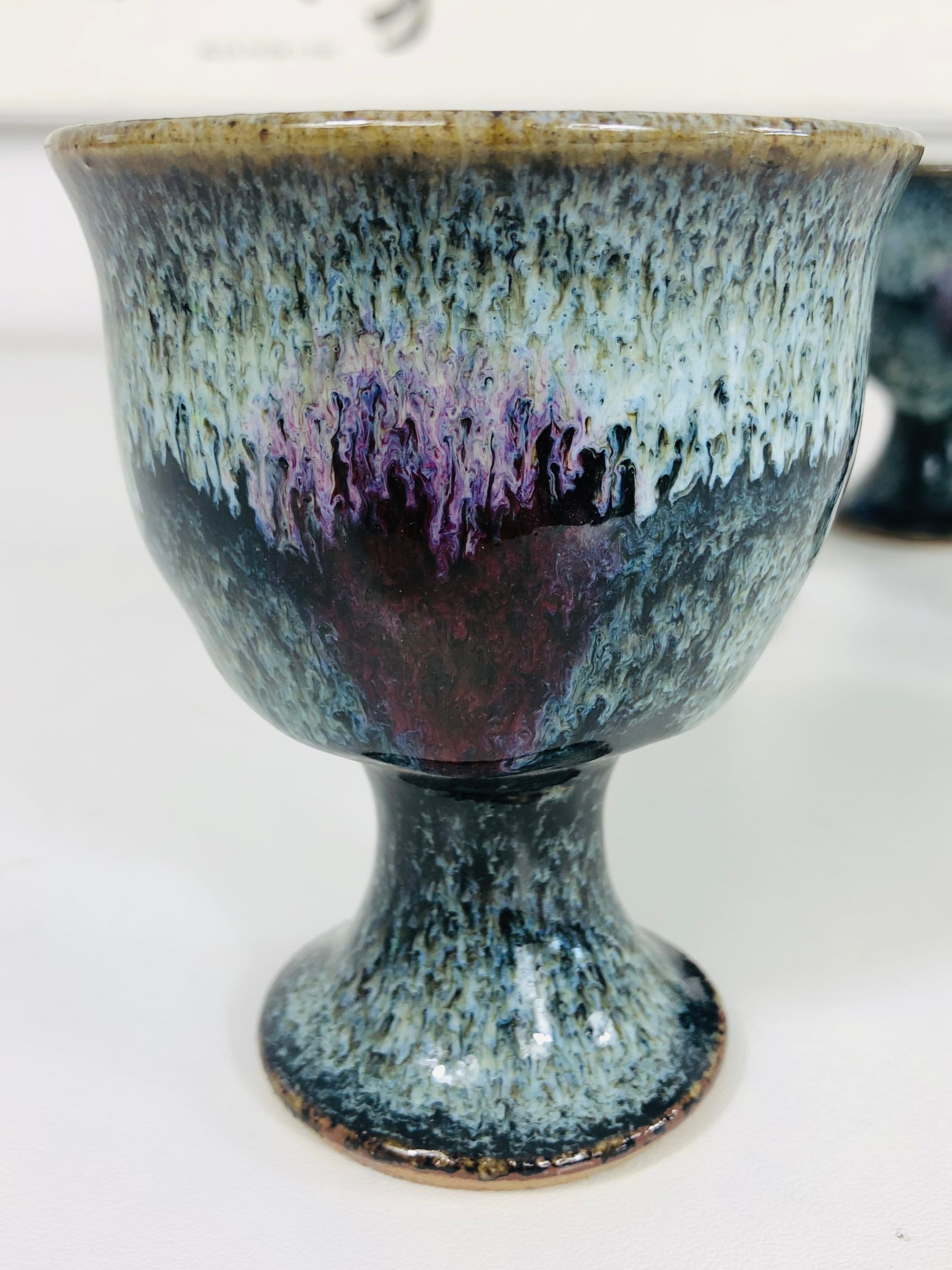 Studio Art Pottery 4 Wijnglazen / Kelken Drip Glaze - Etsy