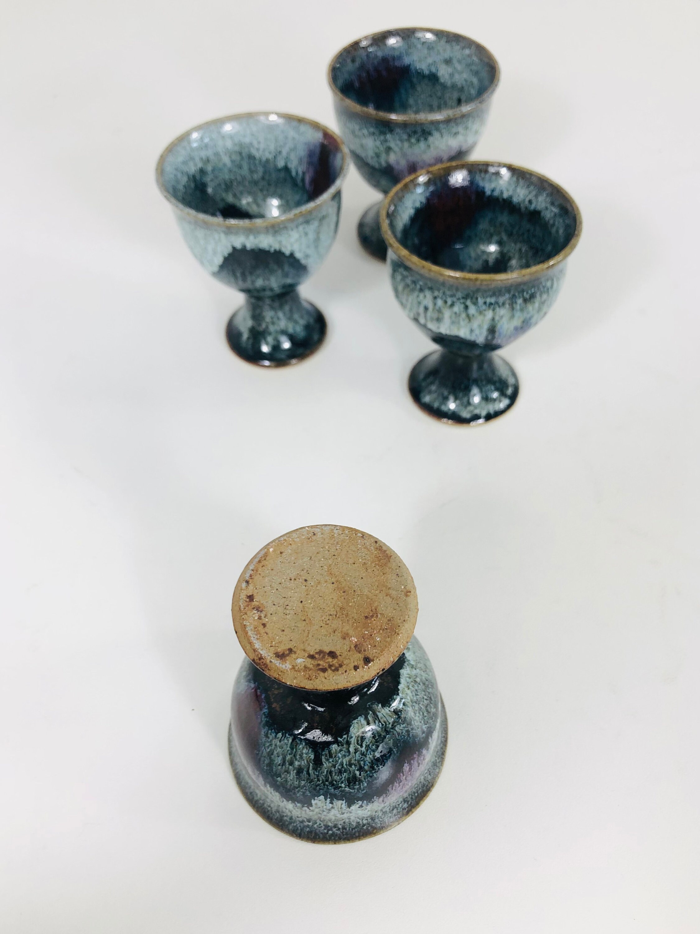 Studio Art Pottery 4 Wijnglazen / Kelken Drip Glaze - Etsy