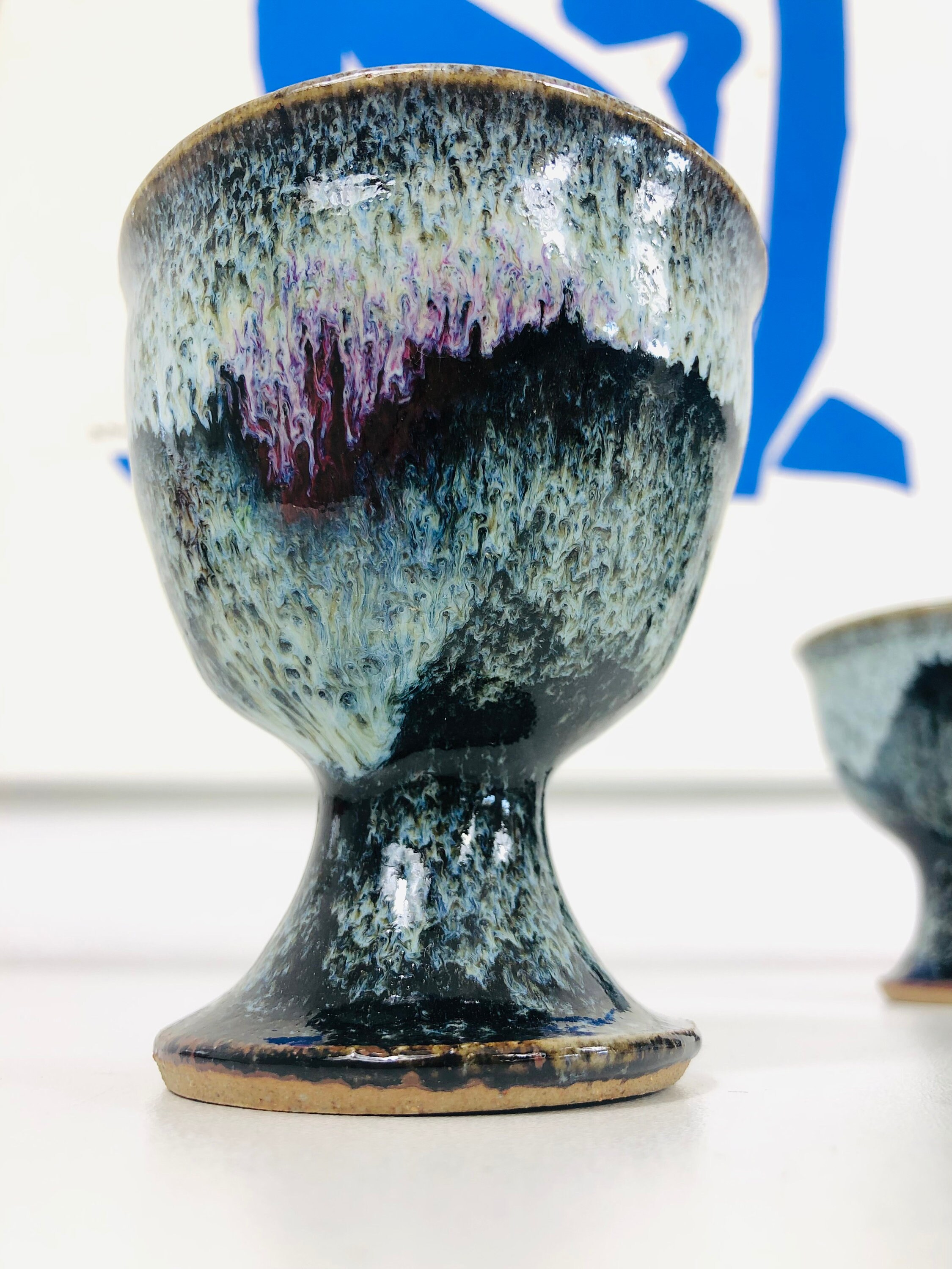 Studio Art Pottery 4 Wijnglazen / Kelken Drip Glaze - Etsy