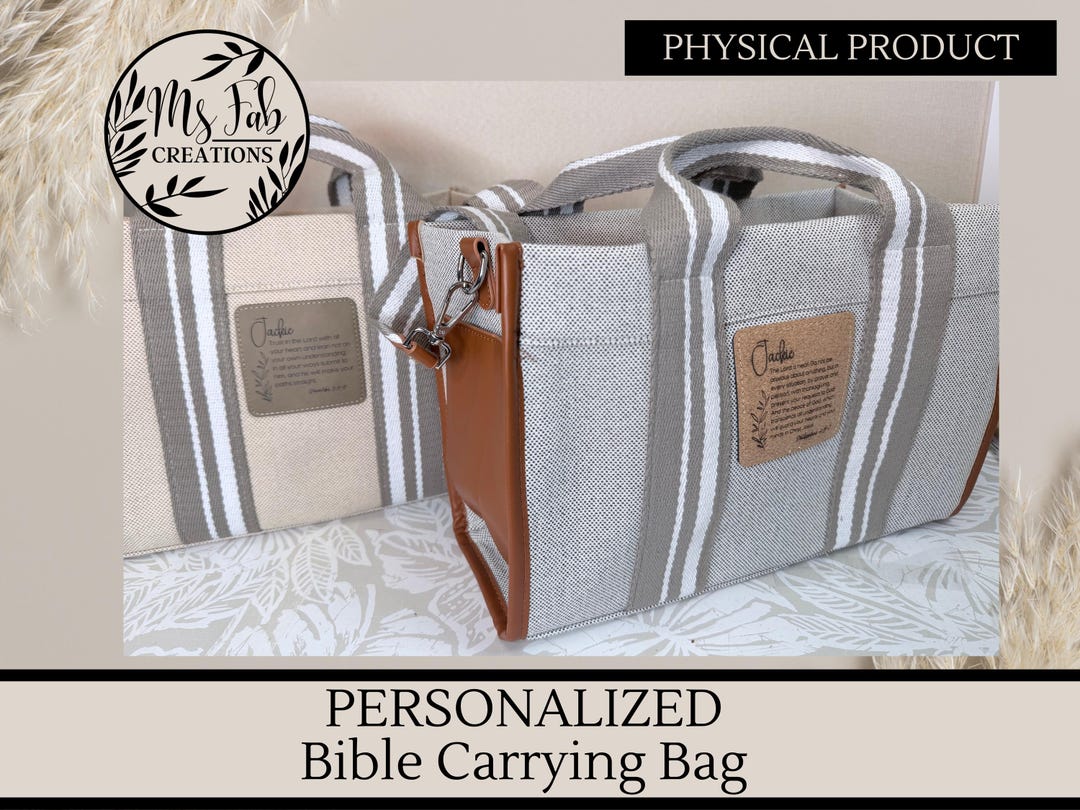 Large Bible Bag,canvas Tote, Multi Pocket,personalized,religious Gift ...