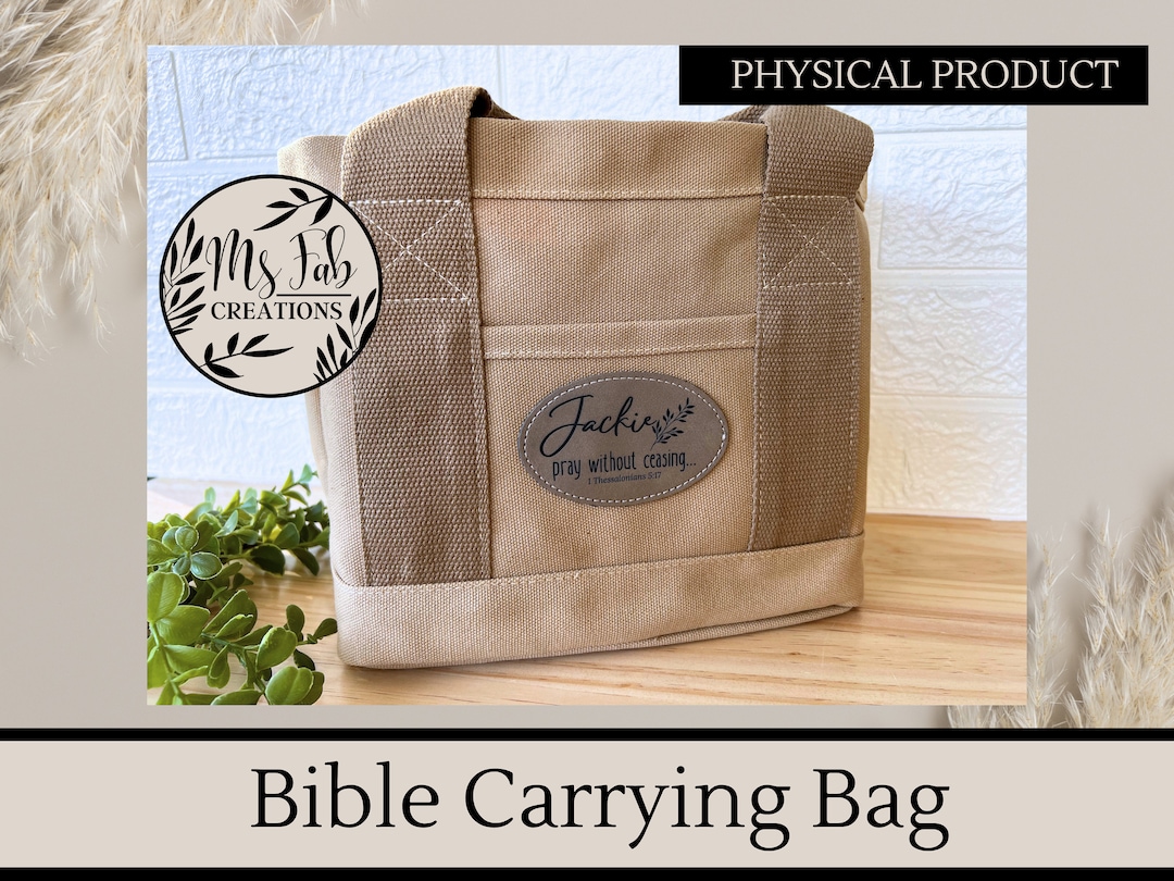Bible Bag,canvas Satchel Tote, Multi Pocket,personalized,religious Gift Women,bible Study ...