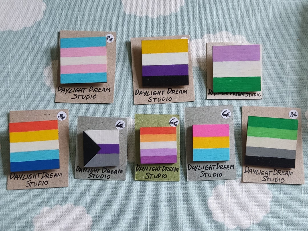 LGBTQIA Flag Pin Wooden Pin Gender and Sexual Identity Custom - Etsy