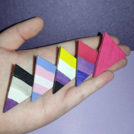 Pink Triangle Wooden Pin LGBTQIA Custom - Etsy
