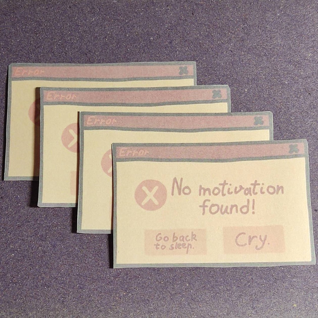 No Motivation Found Sticker Vaporwave Style Pop-up Error Sticker Mental ...