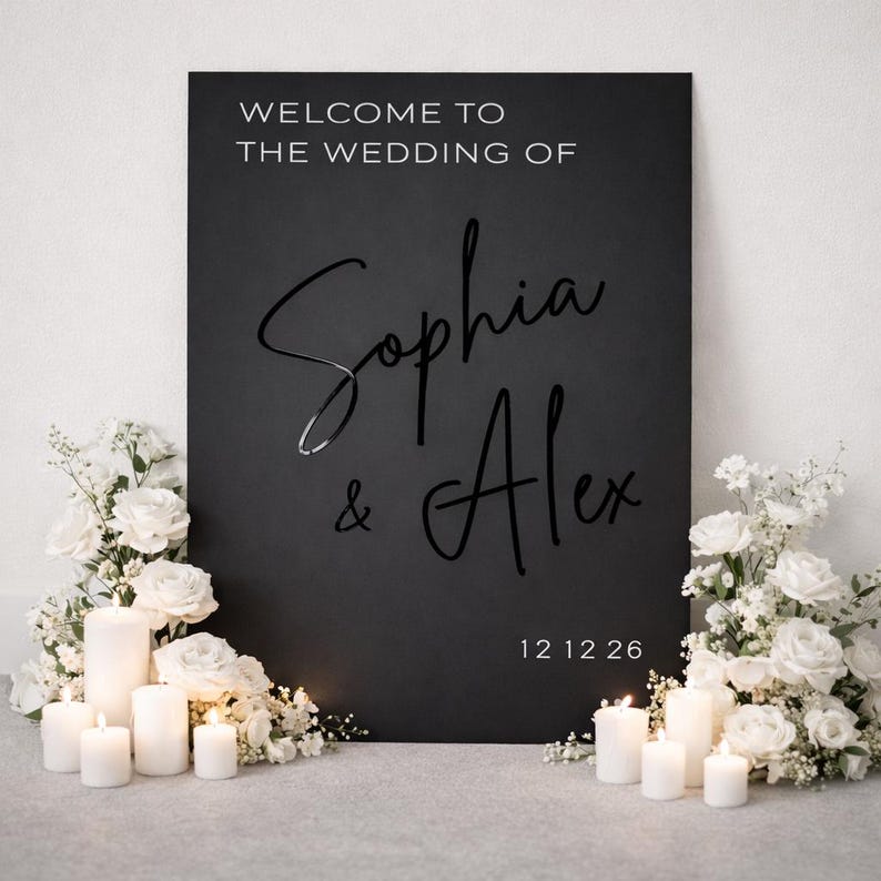 Black Wedding Sign - Modern Wedding Sign- Wedding Reception Decor ...