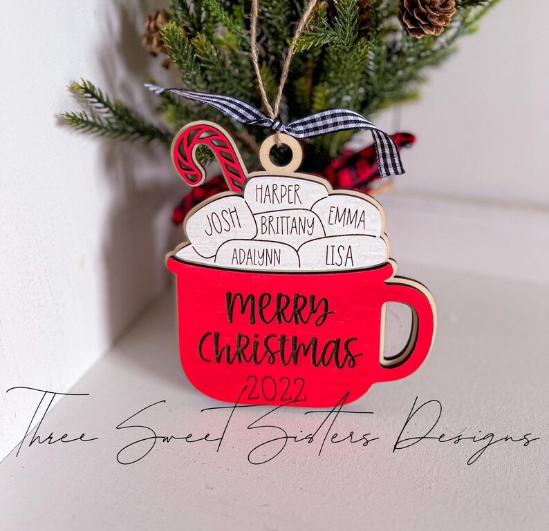 Hot Cocoa Mug Family Christmas Ornament Farmhouse Christmas - Etsy