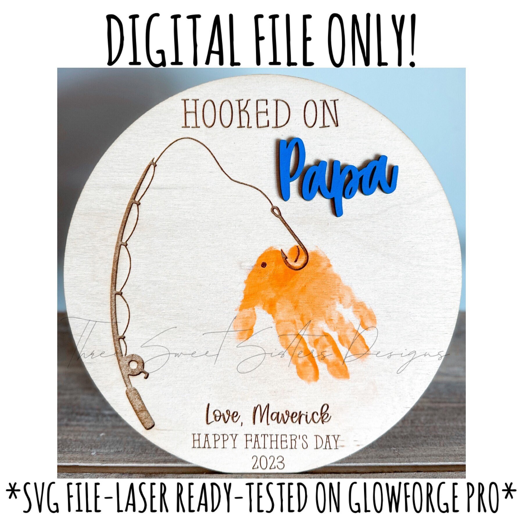 Personalized Father's Day Handprint Sign SVG File Laser - Etsy