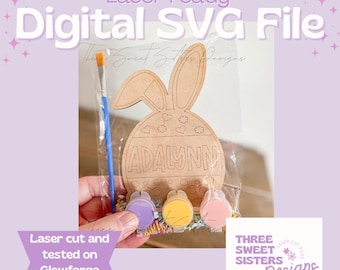 Hoppy Easter Footprint Egg Bunny Ear Sign SVG Laser Cut File ...