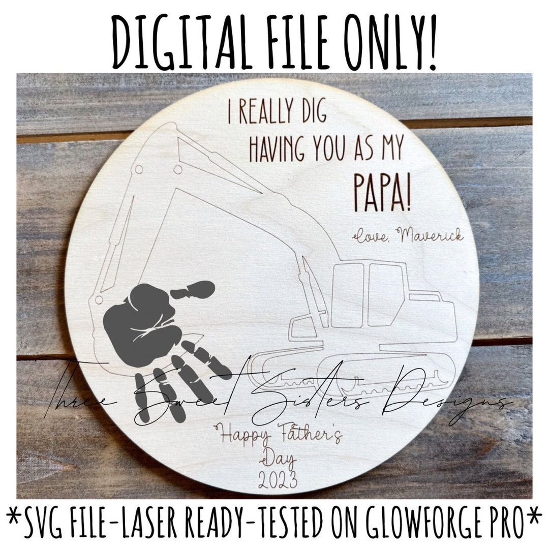 Personalized Father's Day Handprint Sign SVG Laser File Glowforge File ...