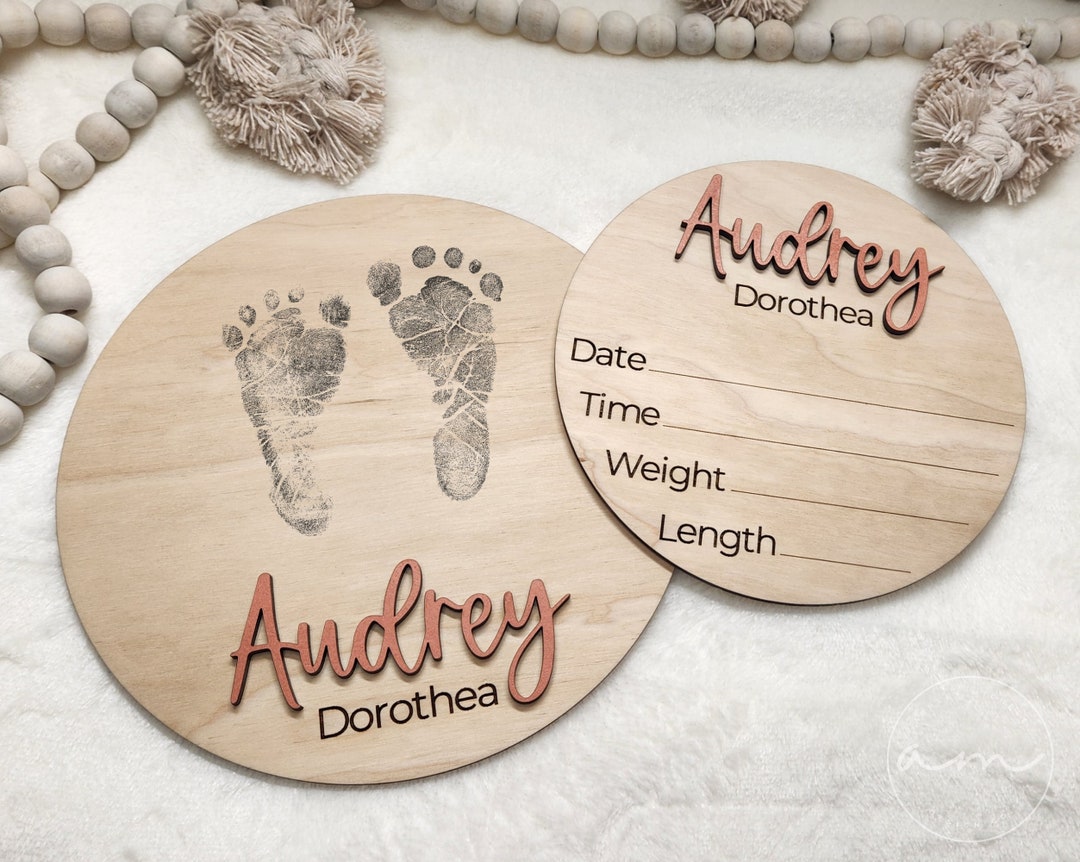 Baby Announcement Sign Footprints Birth Announcement Sign Hospital Sign ...