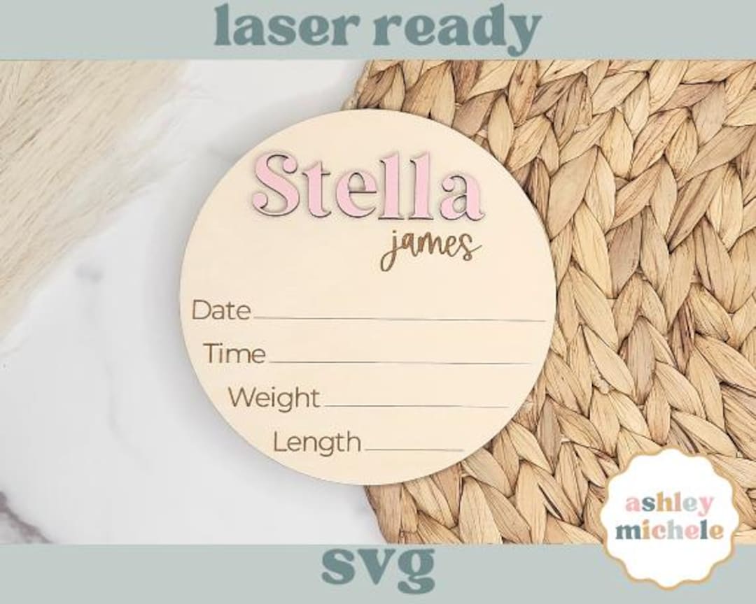 Birth Stats Laser Cut File, Glowforge File, Birth Stat Svg, Digital ...